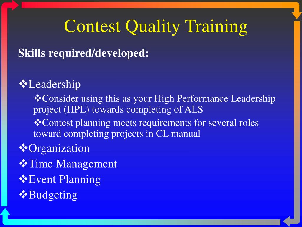 PPT - Contest Quality Training 2008-2009 Diana Patton District Contest ...
