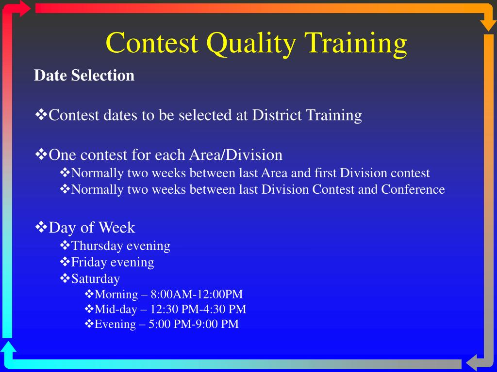 PPT - Contest Quality Training 2008-2009 Diana Patton District Contest ...