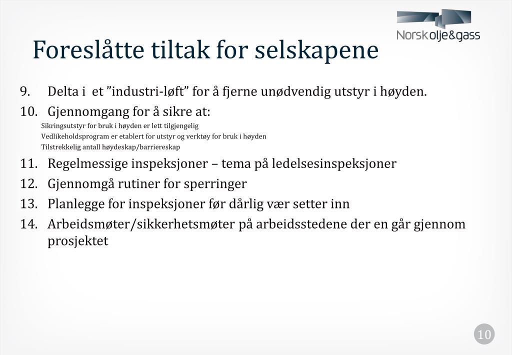 PPT - Arbeidsgruppe for bekjempelse av fallende gjenstander PowerPoint ...
