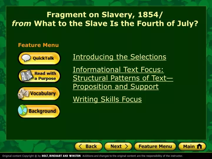 PPT - Fragment on Slavery, 1854/ from What to the Slave Is the Fourth ...