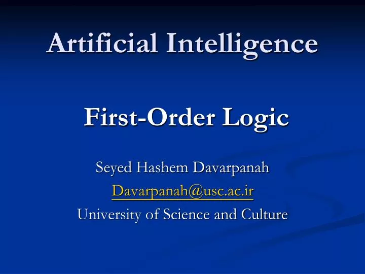 PPT - Artificial Intelligence First-Order Logic PowerPoint Presentation ... PPT - Artificial Intelligence First-Order Logic PowerPoint Presentation ...