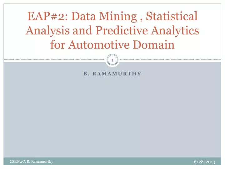 Ppt Eap2 Data Mining Statistical Analysis And Predictive Analytics For Automotive Domain