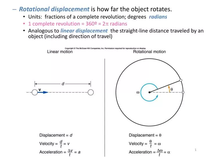 PPT - Rotational displacement is how far the object rotates. PowerPoint ...