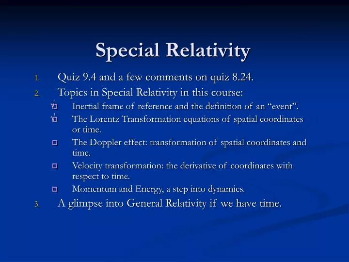 PPT - Special Relativity PowerPoint Presentation, free download - ID ...