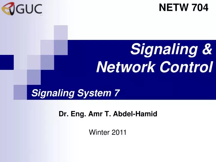 PPT - Signaling & Network Control PowerPoint Presentation, free ...