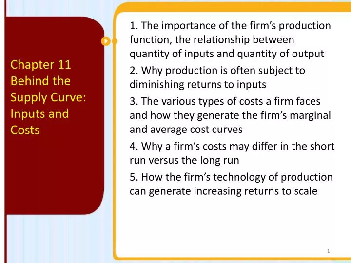 PPT - Chapter 11 Behind the Supply Curve: Inputs and Costs PowerPoint ...
