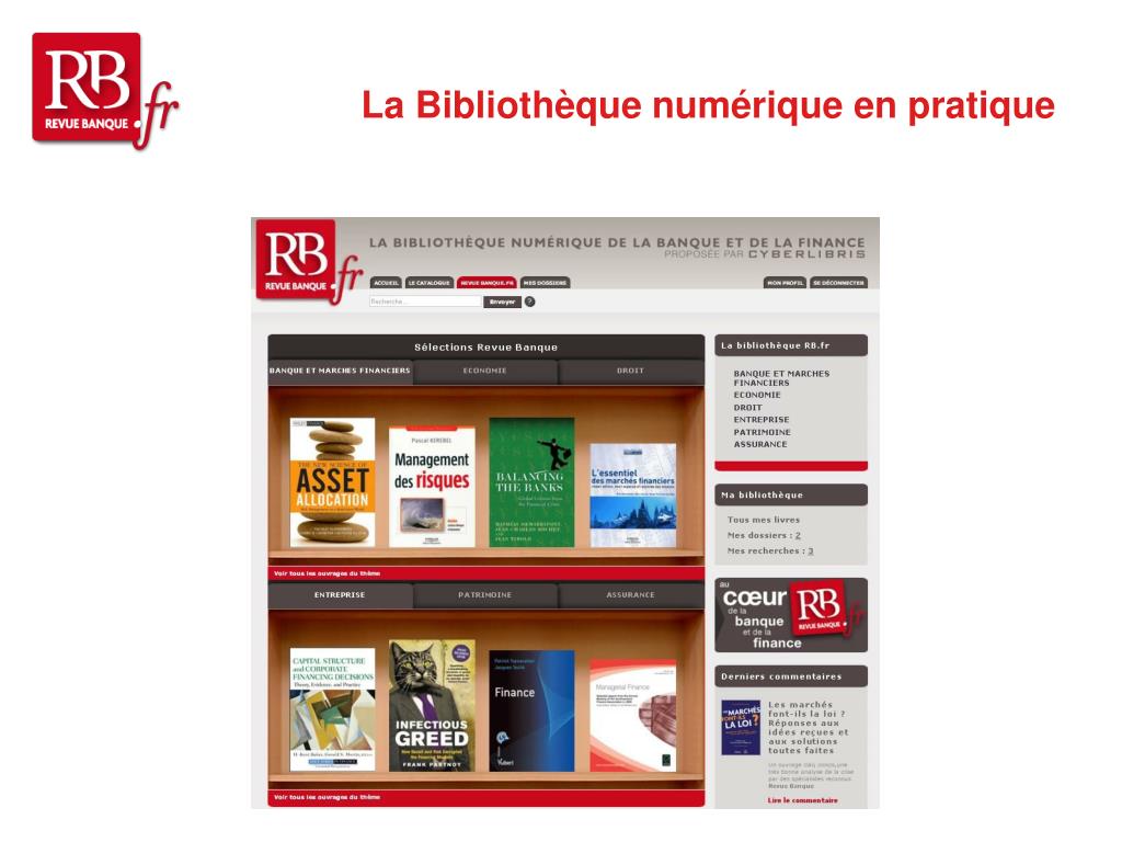 PPT - LA BIBLIOTHEQUE NUMERIQUE DE LA FINANCE PowerPoint Presentation, free download - ID:3147626