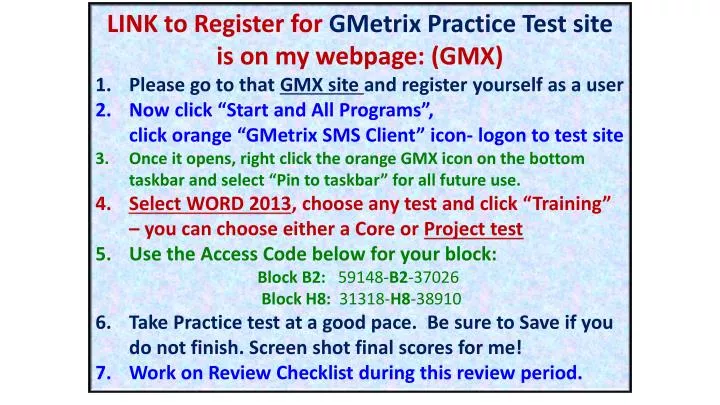 PPT - LINK to Register for GMetrix Practice Test site is on my webpage ...