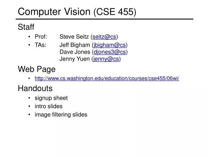 Ppt Computer Vision Cse 455 Powerpoint Presentation Free Download Id 3149314