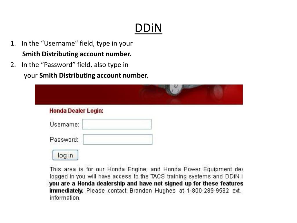 PPT - Honda DDiN and TACS Login PowerPoint Presentation, free download ...