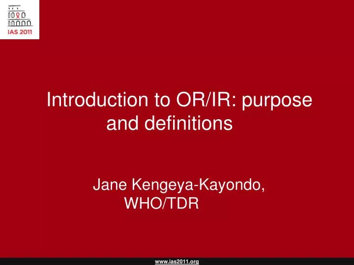 PPT - Introduction to OR/IR: purpose and definitions PowerPoint ...