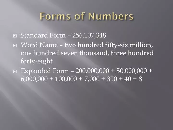 PPT - Forms of Numbers PowerPoint Presentation, free download - ID:3150863