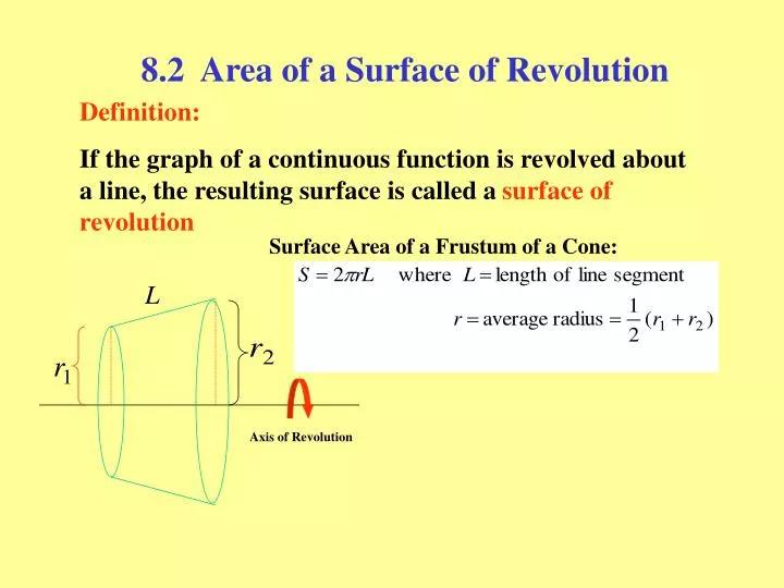 PPT - 8.2 Area of a Surface of Revolution PowerPoint Presentation, free ... PPT - 8.2 Area of a Surface of Revolution PowerPoint Presentation, free ...