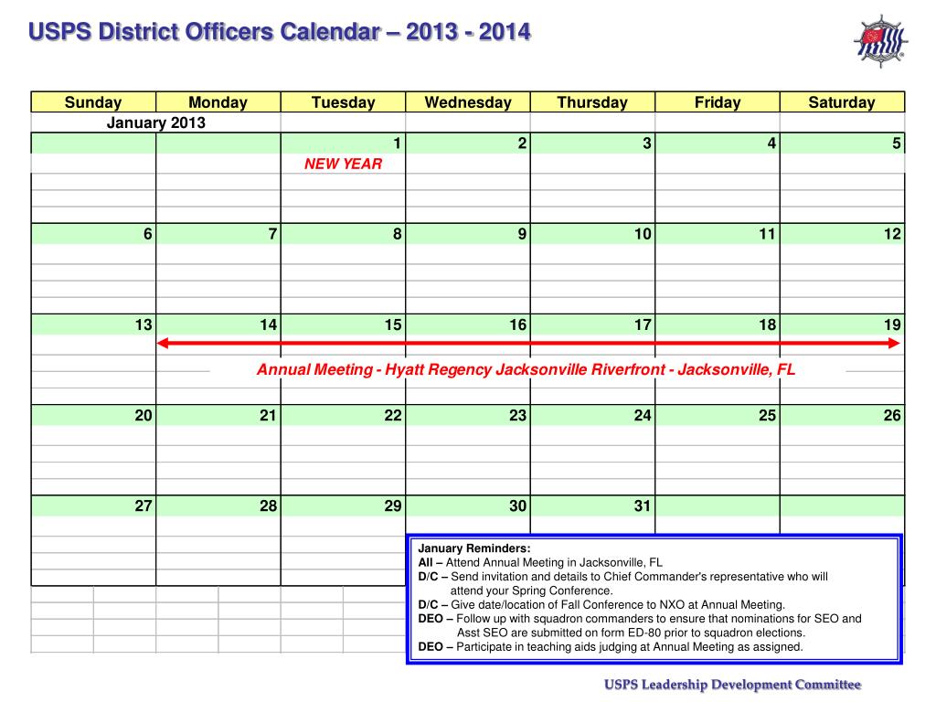 PPT - USPS District Officers Calendar 2013 - 2014 PowerPoint ...