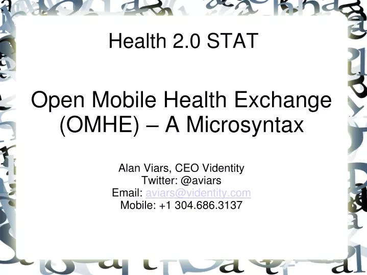 PPT - Health 2.0 STAT PowerPoint Presentation, free download - ID:3151508