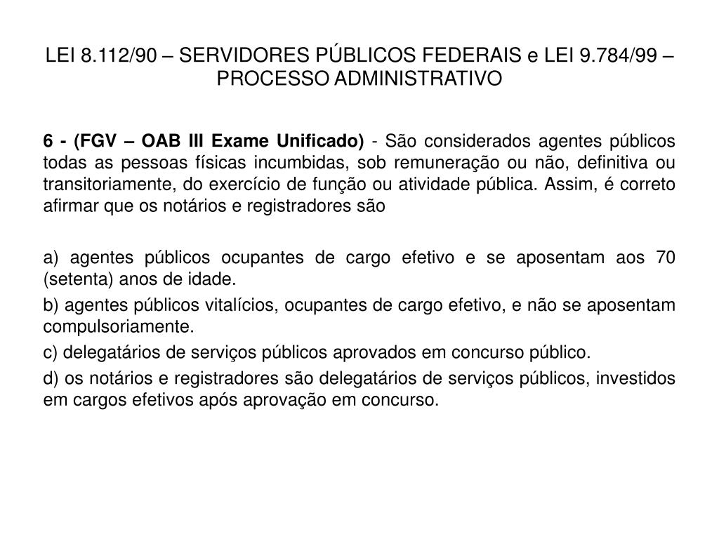 Ppt Lei 8 112 90 Servidores PÚblicos Federais E Lei 9 784 99