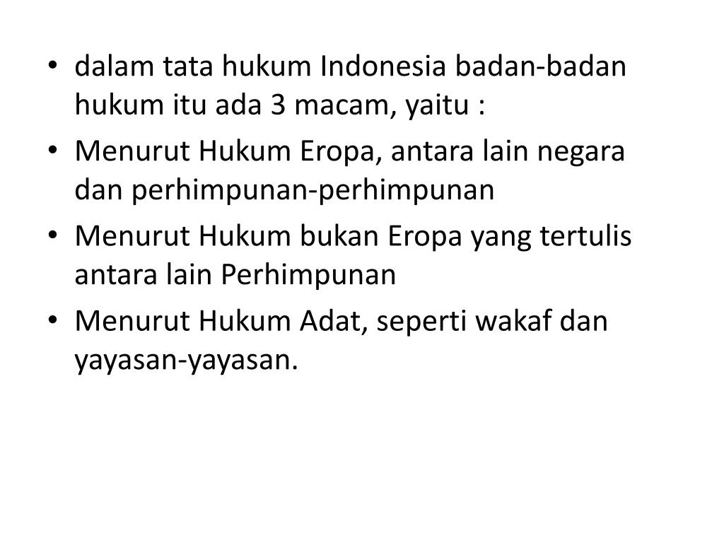 PPT - SUBYEK HUKUM DAN KECAKAPAN DALAM HUKUM PowerPoint Presentation ...