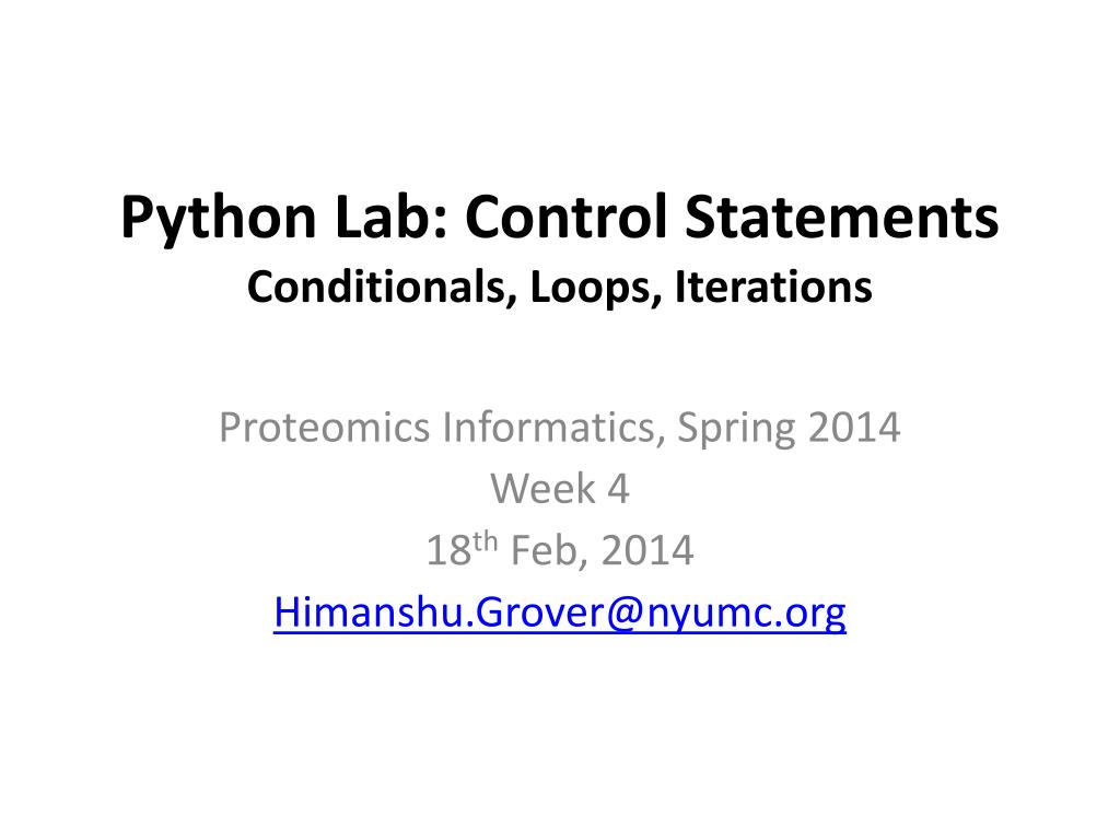 Ppt Python Lab Control Statements Conditionals Loops Iterations Powerpoint Presentation