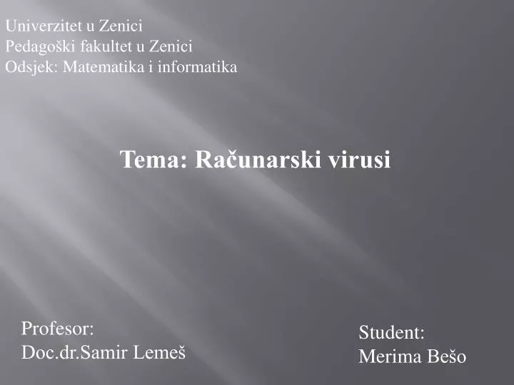 PPT - Tema: Računarski virusi PowerPoint Presentation, free download ...