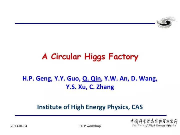 PPT - A Circular Higgs Factory PowerPoint Presentation, free download ...