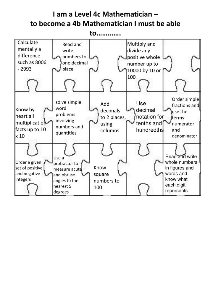 PPT - I am a Level 4c Mathematician – to become a 4b Mathematician I ...