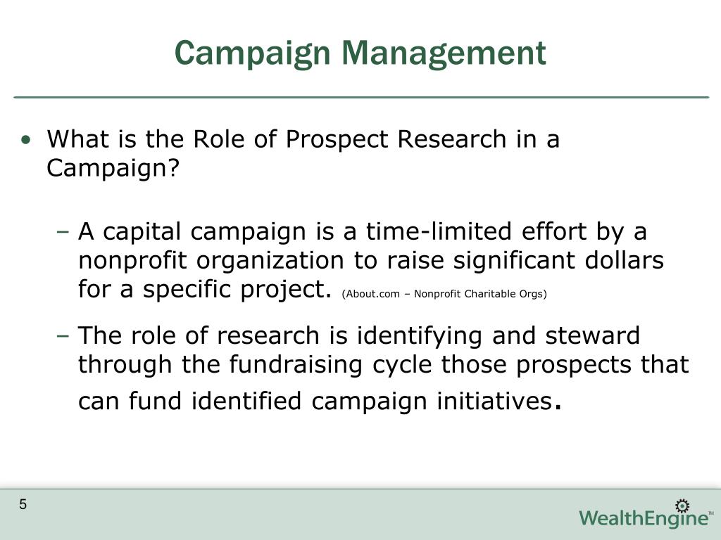 PPT - Fundraising Intelligence: Prospect Research in a Campaign with ...