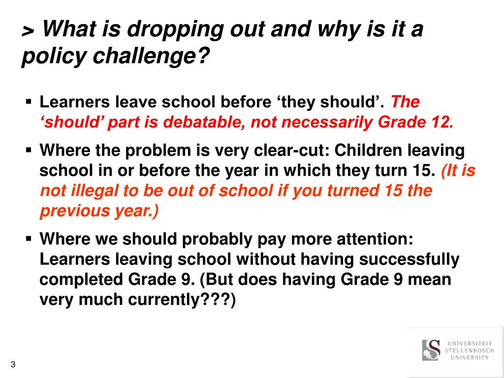 PPT - Realities and a few myths regarding dropping out in South African ...