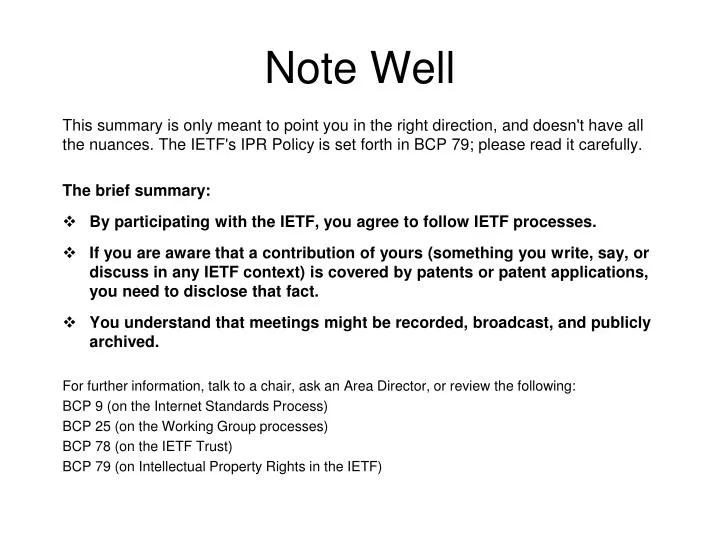 PPT - Note Well PowerPoint Presentation, free download - ID:3164419