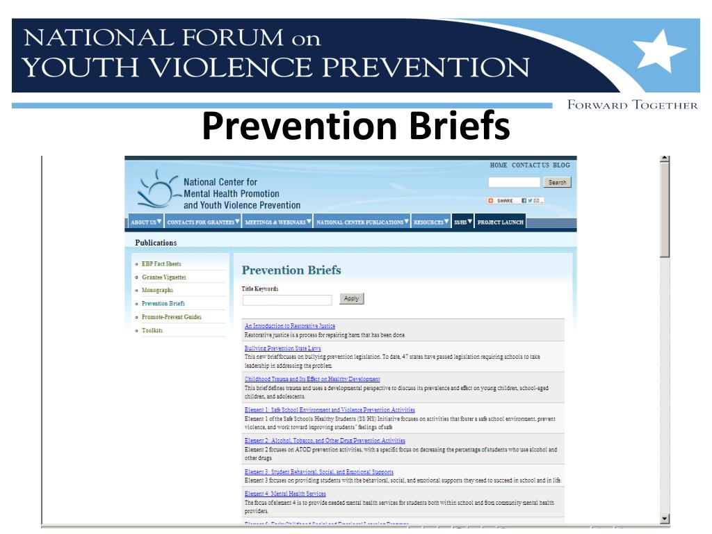 PPT - National Forum on Youth Violence Prevention PowerPoint ...