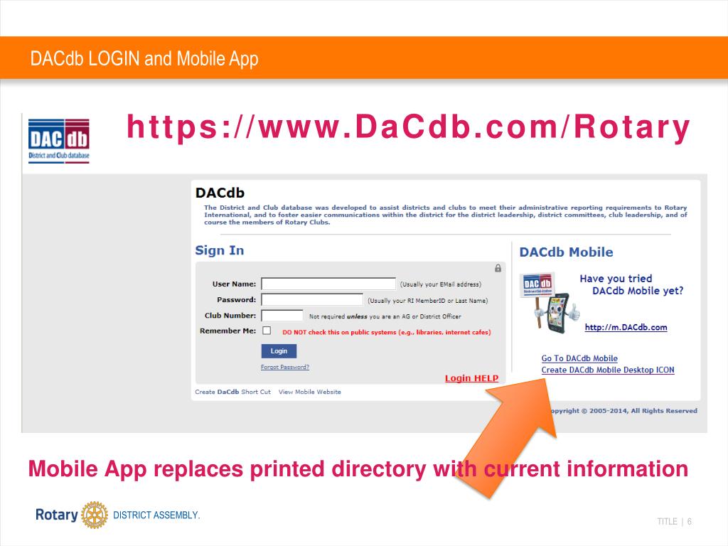 PPT - District and Club Database DACdb Michael Brown, PDG, ARRFC ...