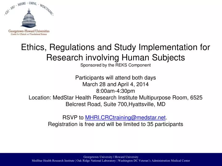PPT - Ethics, Regulations and Study Implementation for Research ...
