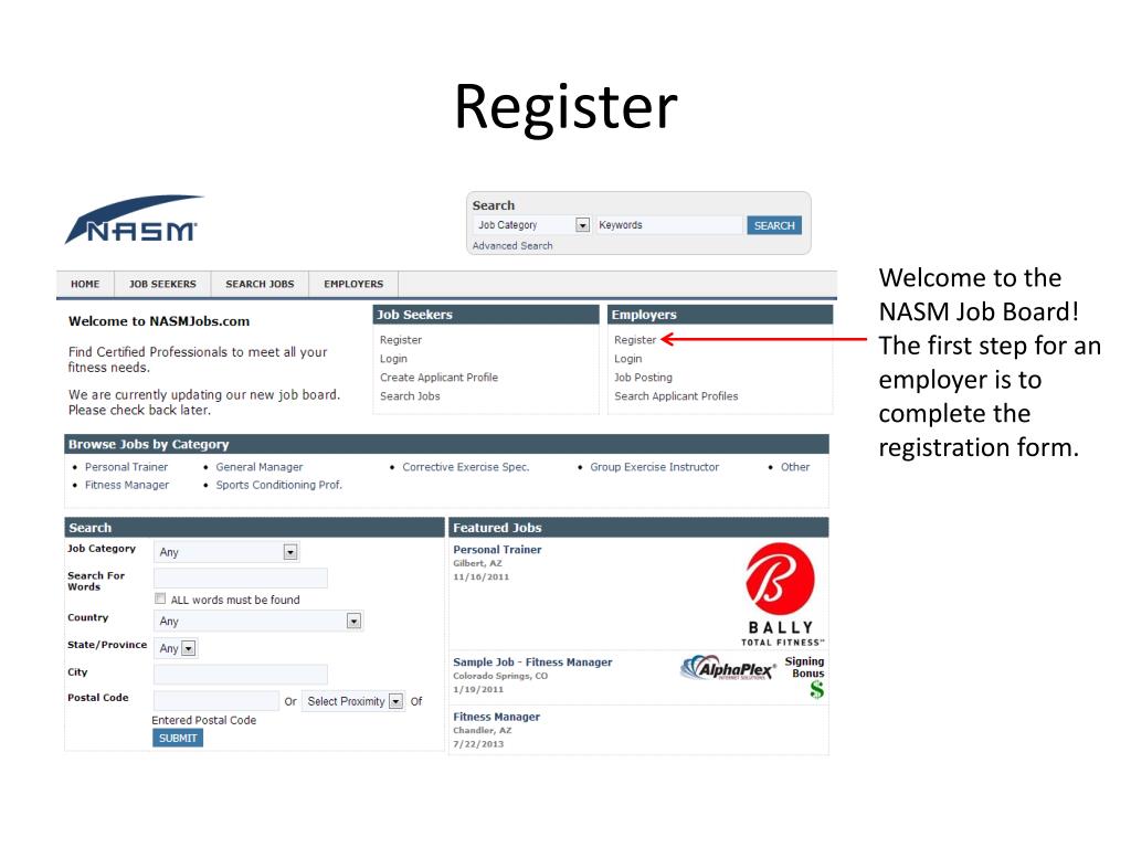 PPT - NASM Job Board PowerPoint Presentation, free download - ID:3166497