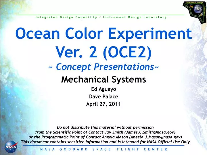 PPT - Ocean Color Experiment Ver. 2 (OCE2) ~ Concept Presentations ...