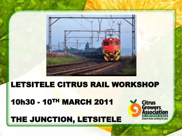 PPT - LETSITELE CITRUS RAIL WORKSHOP 10h30 - 10 TH MARCH 2011 THE ...
