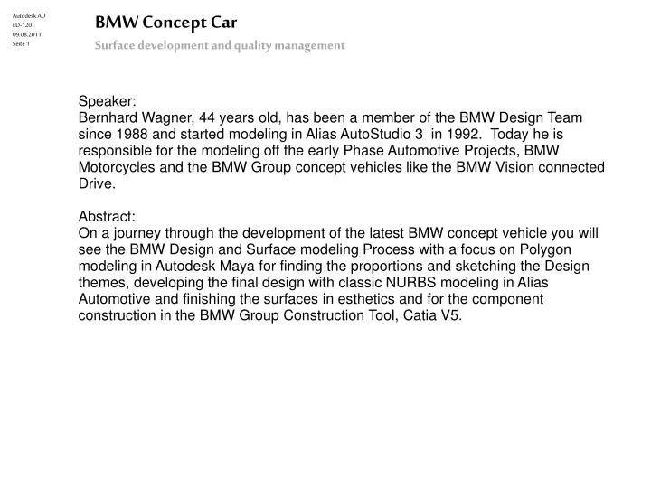 PPT - BMW Concept Car Surface development and quality management ...