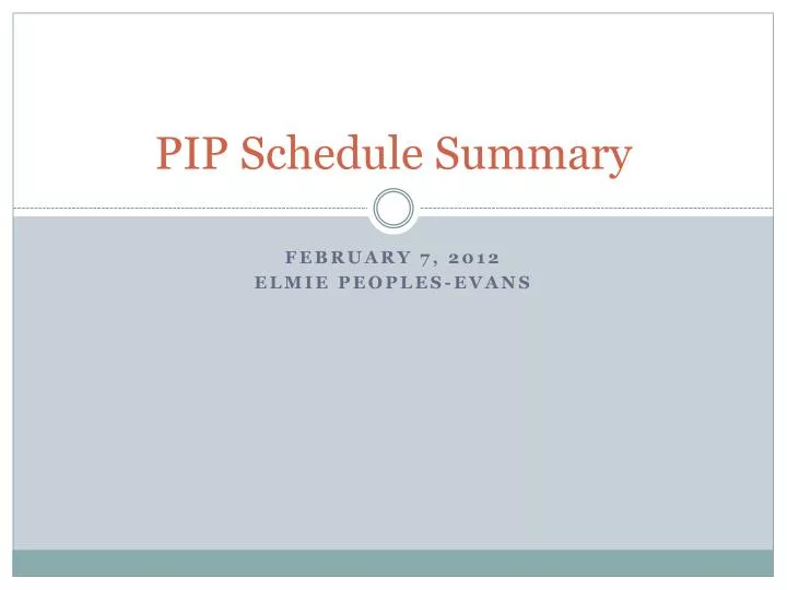 PPT - PIP Schedule Summary PowerPoint Presentation, free download - ID ...