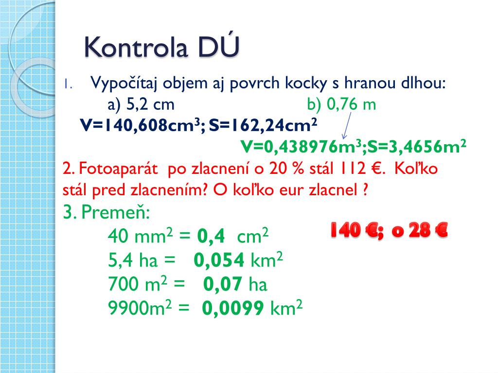 PPT - JEDNOTKY OBSAHU km 2 ha a m 2 dm 2 cm 2 mm 2 PowerPoint ...