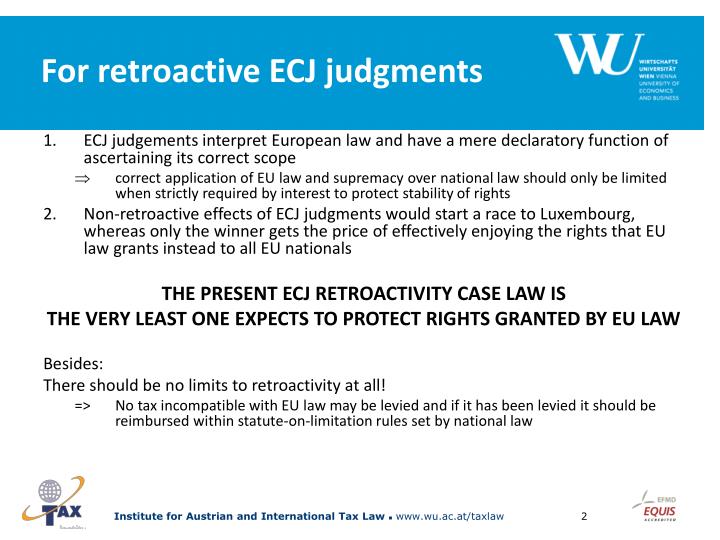 PPT - For full retroactive interpretation of ECJ judgements PowerPoint ...