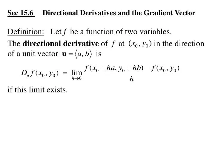 Ppt Sec 15 6 Directional Derivatives And The Gradient Vector