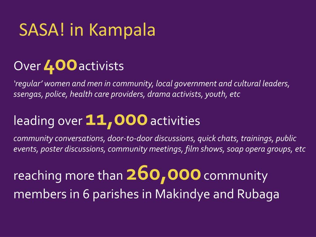 PPT - SASA! Study Results u nderstanding the impact of preventing ...