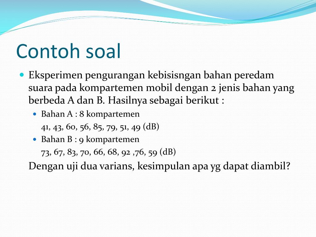 PPT - Probabilitas dan Statistika BAB 10 Uji Hipotesis Sampel Ganda ...