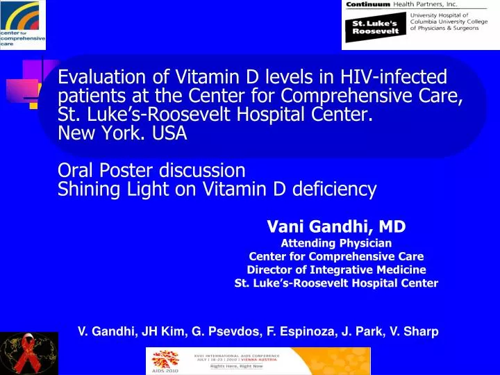 PPT - Vani Gandhi, MD Attending Physician Center for Comprehensive Care ...