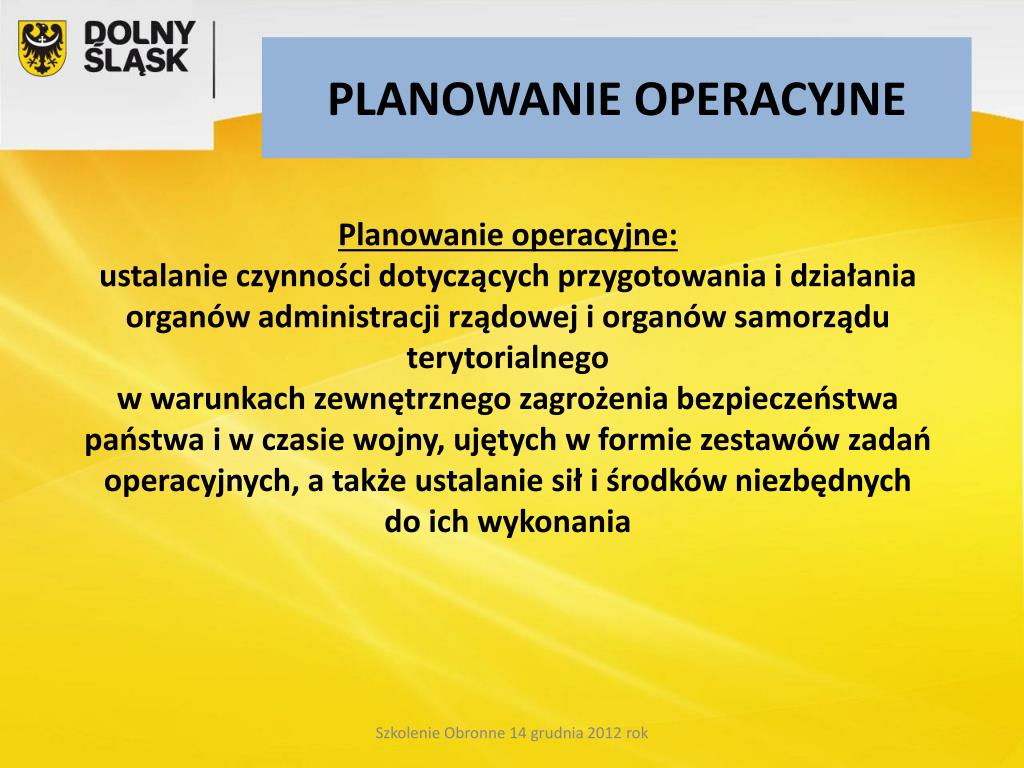 PPT - PLANOWANIE OPERACYJNE W STANIE STAŁEJ GOTOWOŚCI OBRONNEJ PAŃSTWA ...