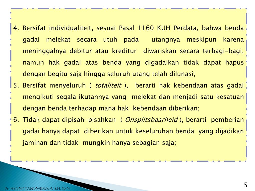 PPT - GADAI Oleh Dr. HENNY TANUWIDJAJA, S.H, Sp.N PowerPoint ...
