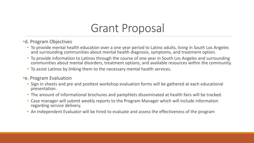 PPT - MENTAL HEALTH OUTREACH PROGRAM FOR LATINOS: A GRANT PROPOSAL By ...