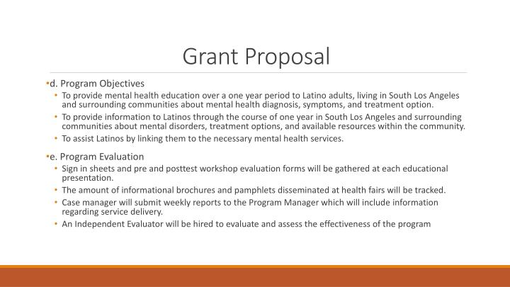 PPT - MENTAL HEALTH OUTREACH PROGRAM FOR LATINOS: A GRANT PROPOSAL By ...