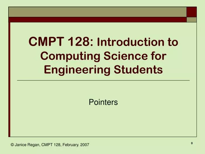 PPT - CMPT 128: Introduction to Computing Science for Engineering ...