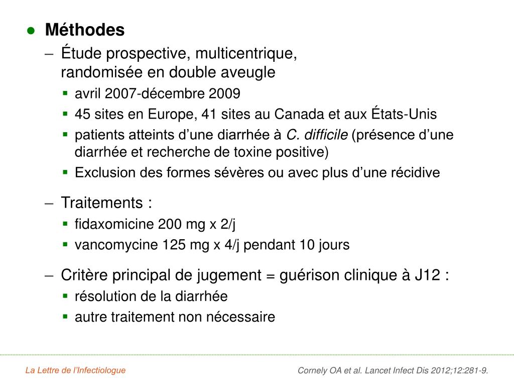 PPT - Fidaxomicine versus vancomycine dans le traitement des infections ...