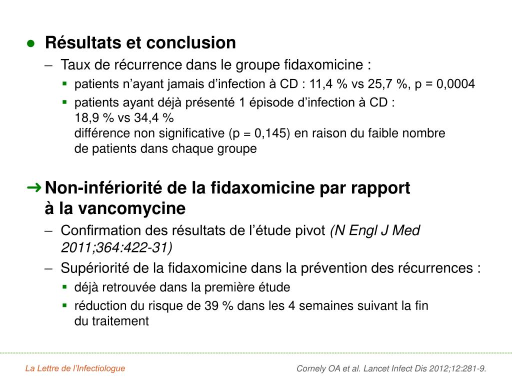 PPT - Fidaxomicine versus vancomycine dans le traitement des infections ...