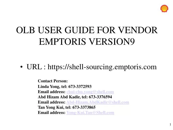 PPT - OLB USER GUIDE FOR VENDOR EMPTORIS VERSION9 PowerPoint ...
